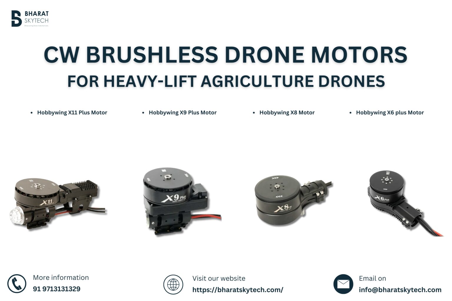 CW Brushless Drone Motor for Heavy-Lift Agriculture Drones - Bharat Skytech